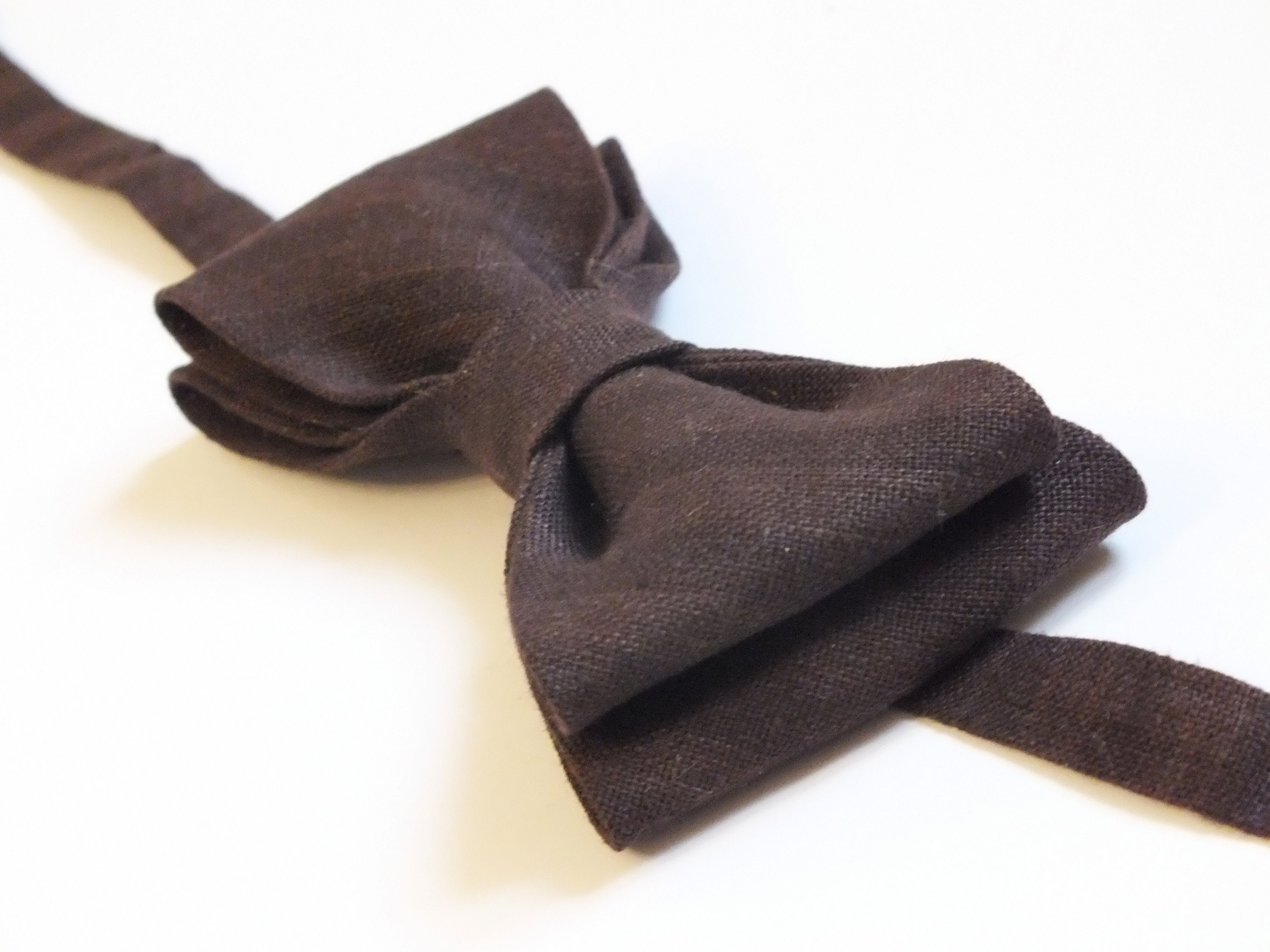 Marrón corbata de lino, pajaritas vintage, corbata de arco retro ...