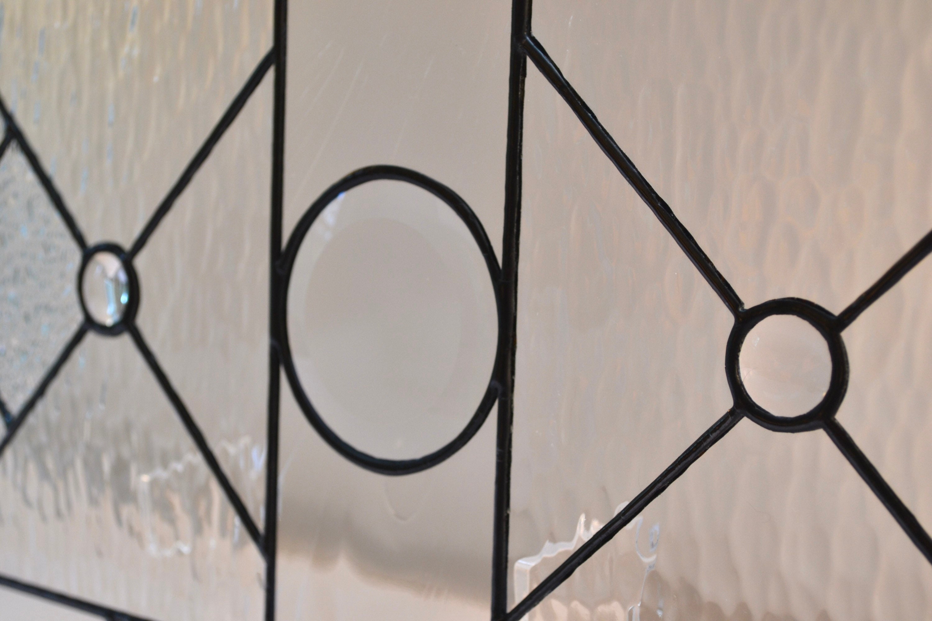 22-06 Custom Stained Glass Transom Window in Clear Textures and Beveled ...