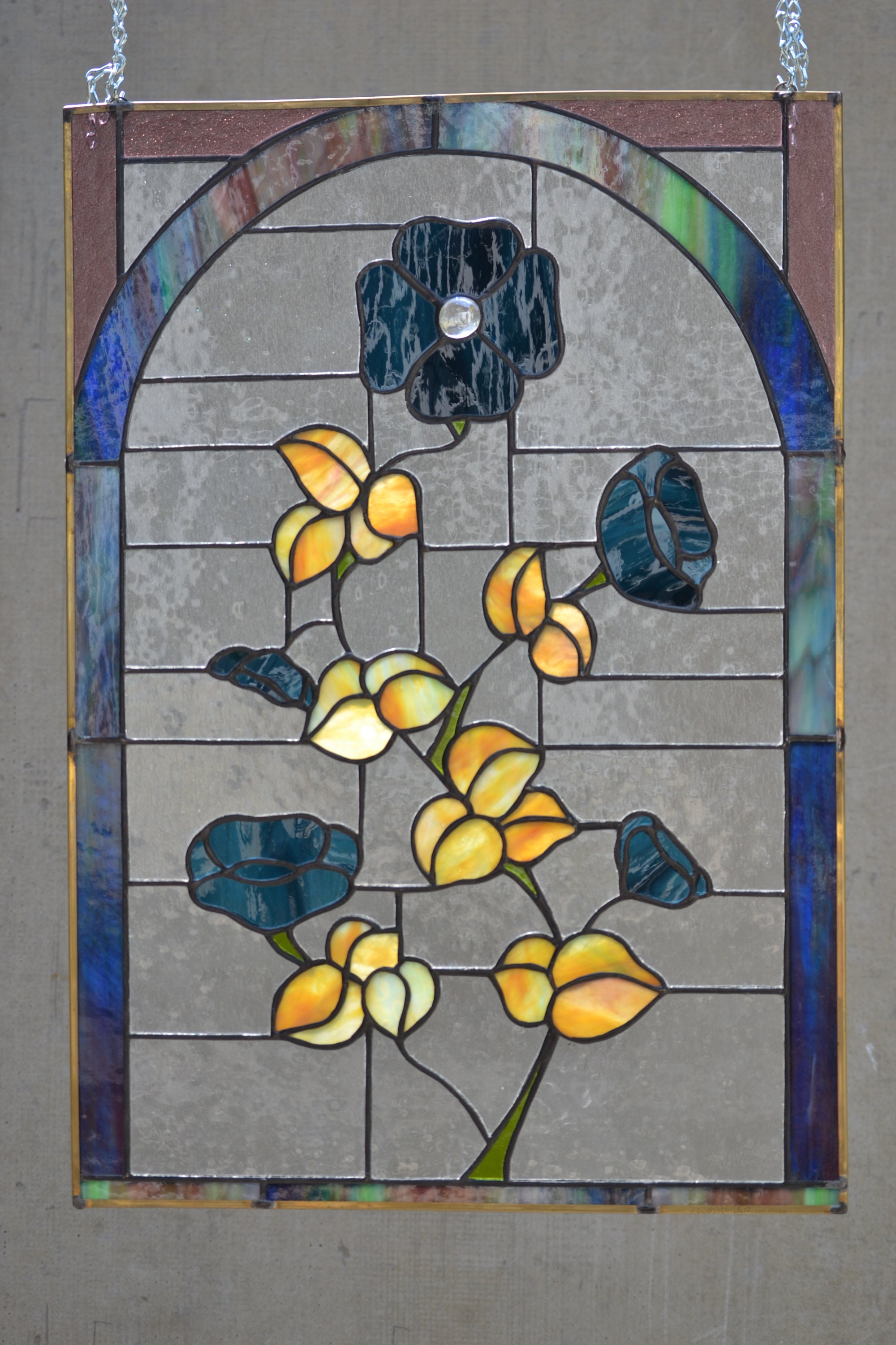 Custom Stained Glass Panel With Arched Detail - Etsy
