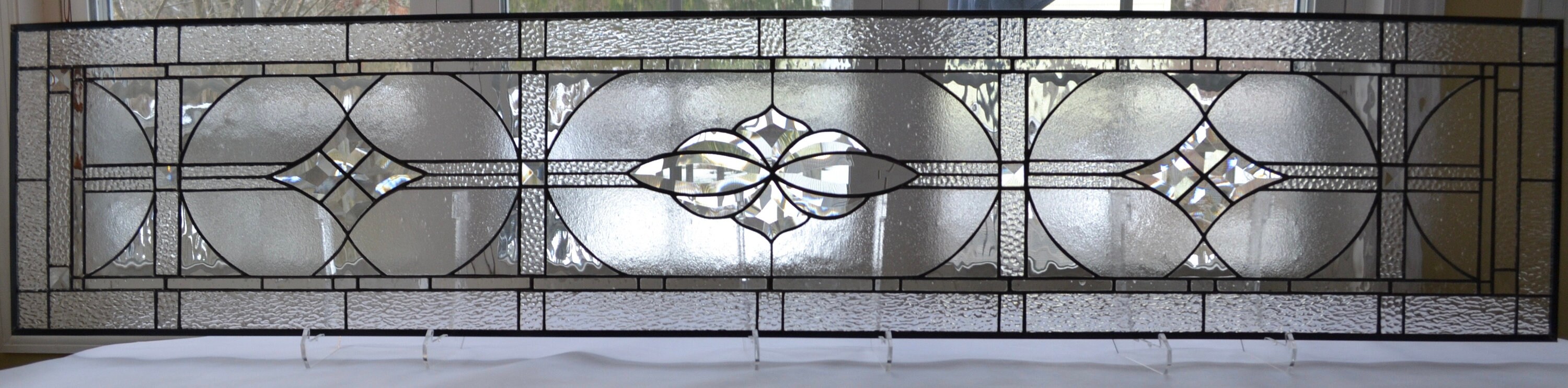 22-02 Custom Stained Glass Transom Window in Clear Textures and Beveled ...