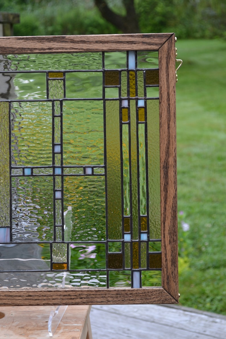 23-04 Frank Lloyd Wright Prairie Style Stained Glass Window. 1 3/8 ...