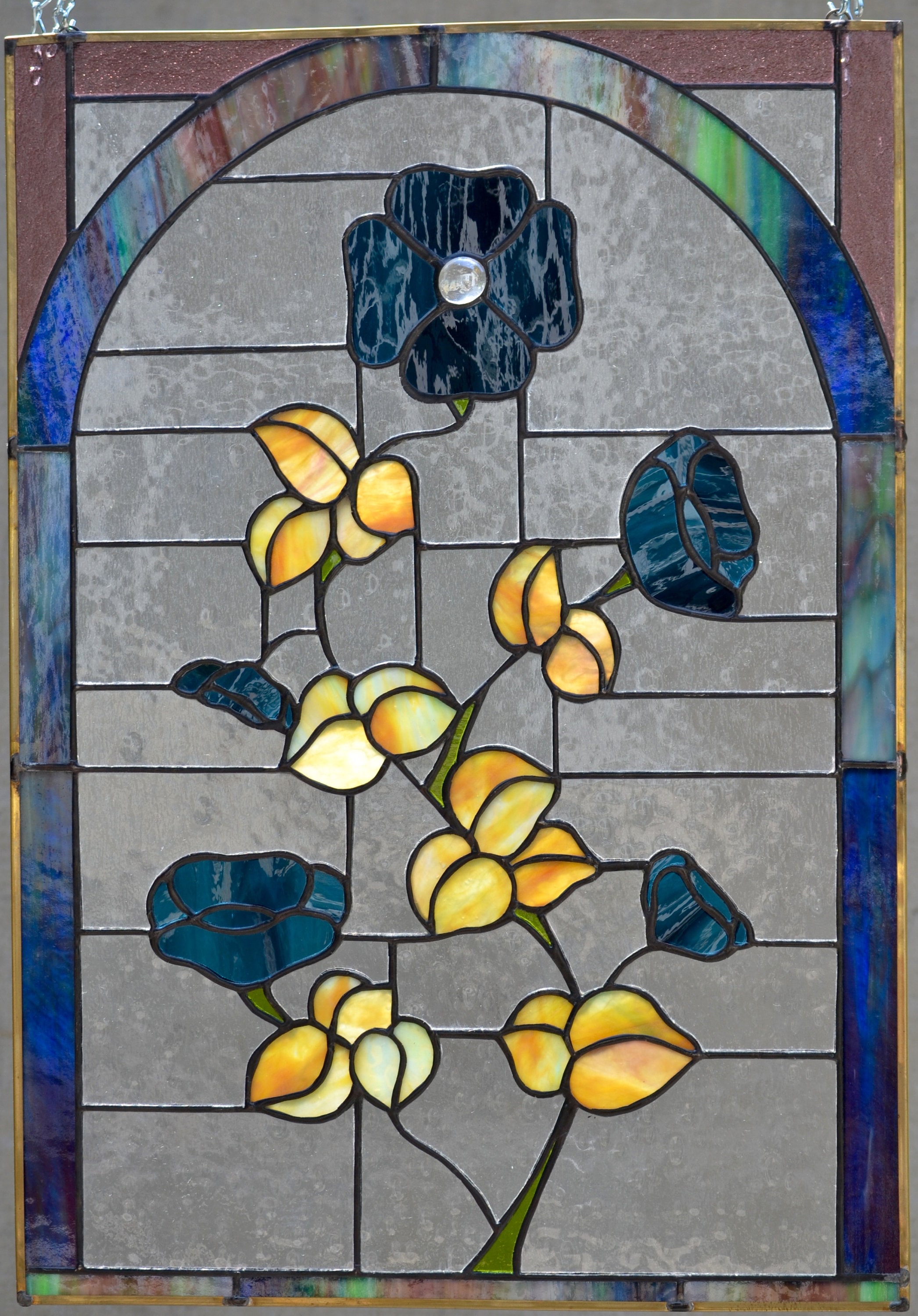 Custom Stained Glass Panel With Arched Detail - Etsy