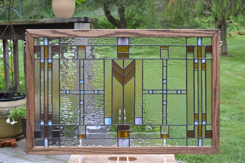 23-04 Frank Lloyd Wright Prairie Style Stained Glass Window. 1 - Etsy