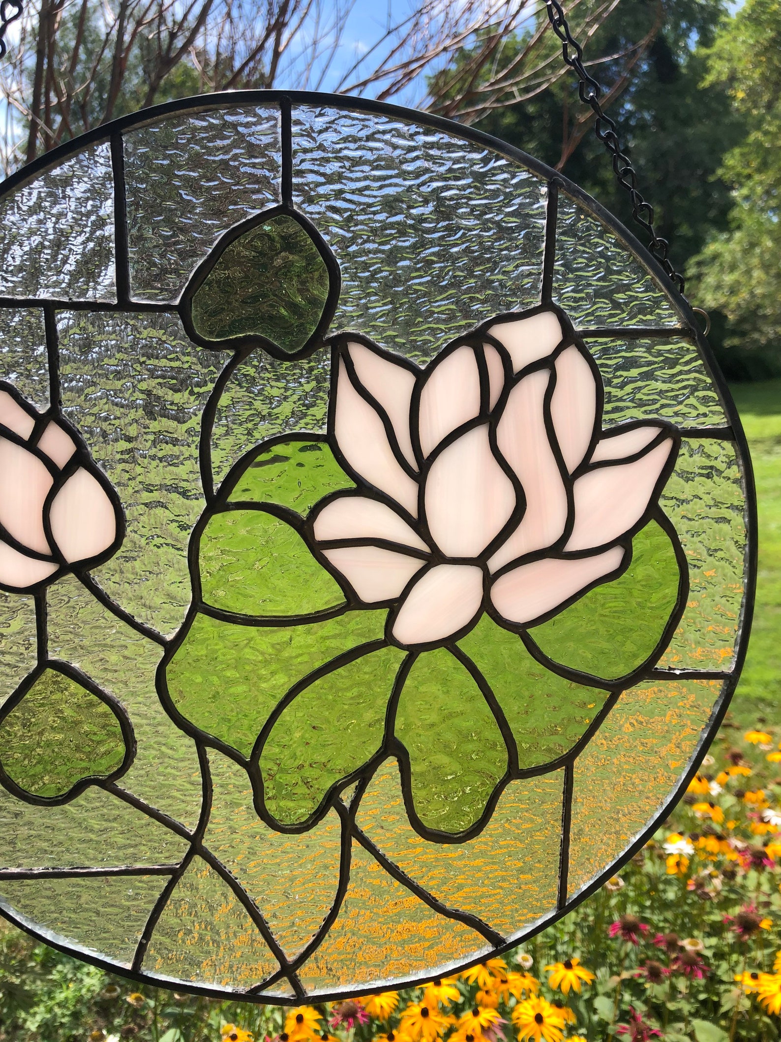 Beautiful Round Stained Glass Water Lilies Stained Glass - Etsy
