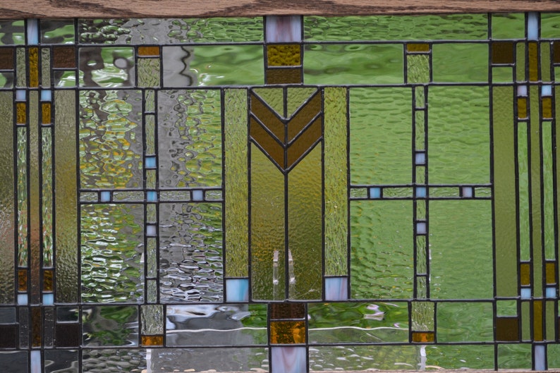 23-04 Frank Lloyd Wright Prairie Style Stained Glass Window. 1 3/8 ...