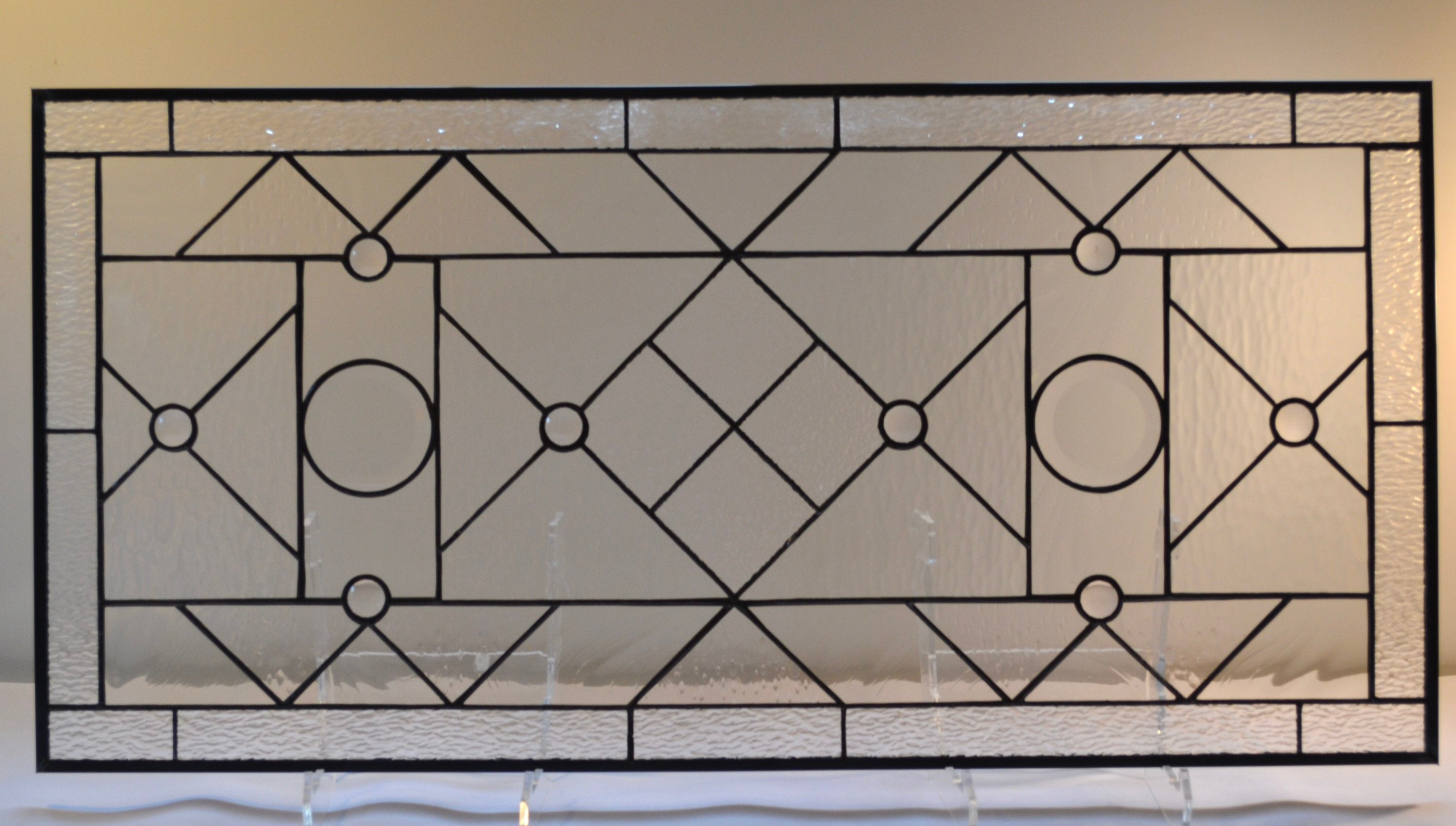 22-04 Custom Stained Glass Transom Window in Clear Textures and Beveled ...