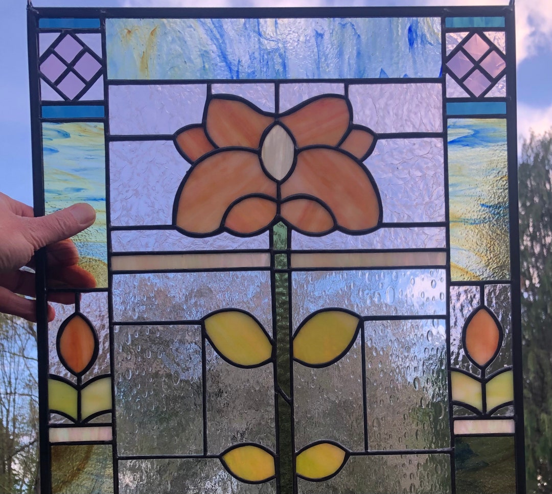 Custom Designed Stained Glass Panel Ready to Ship - Etsy