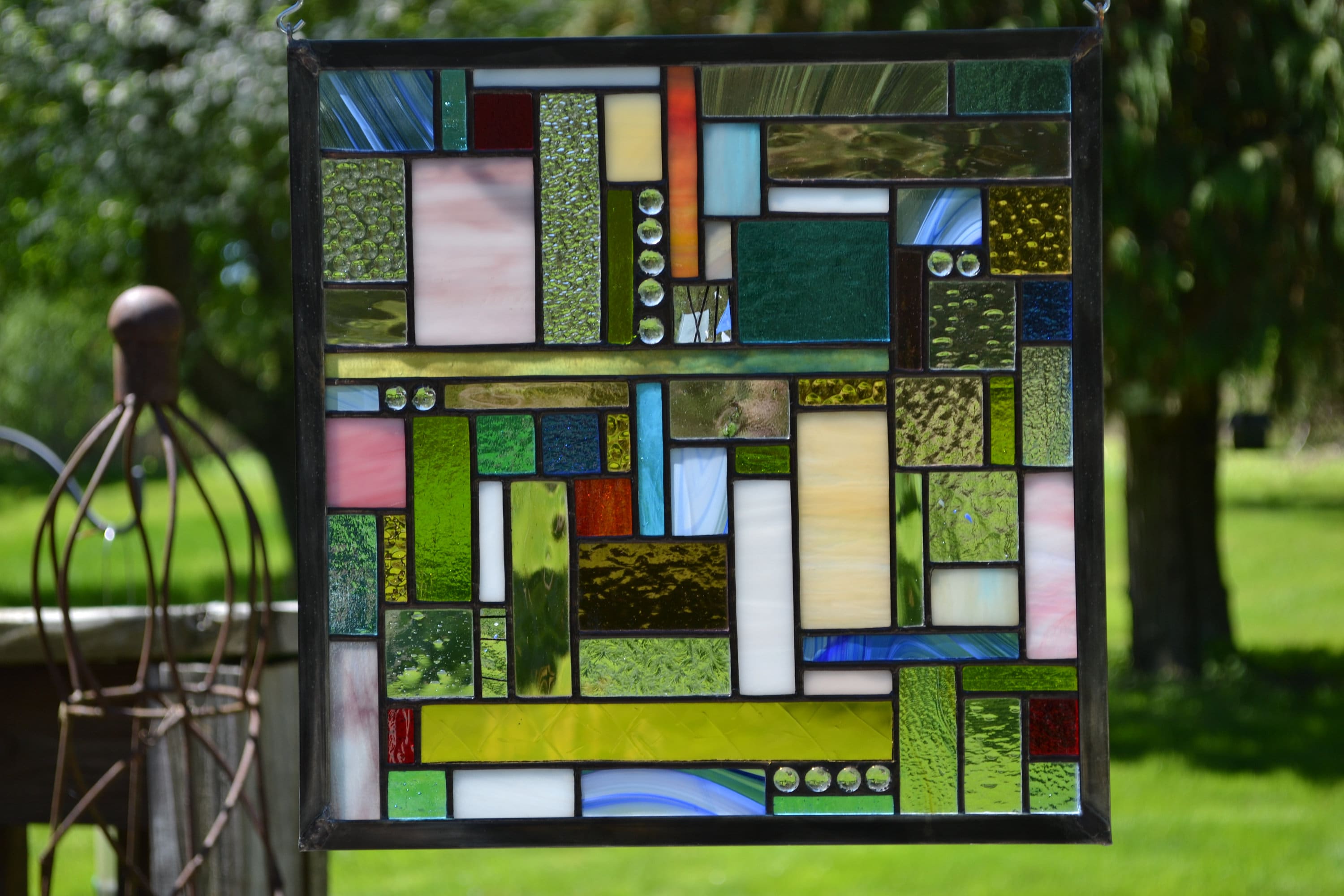 Small Geometric Stained Glass Panel - Etsy