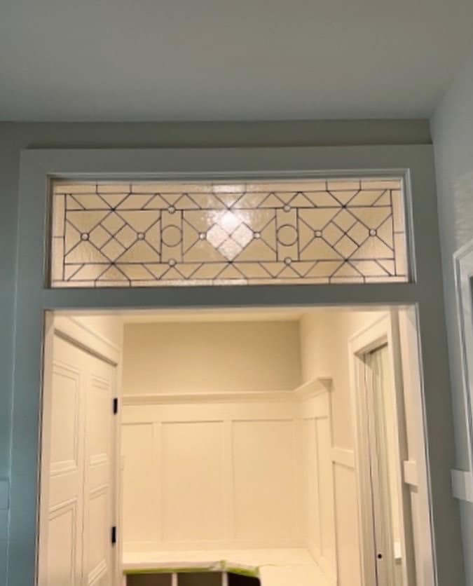 22-06 Custom Stained Glass Transom Window in Clear Textures and Beveled ...