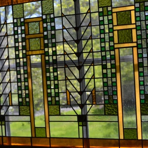 23-02 Frank Lloyd Wright Inspired Tree of Life Stained Glass Window ...