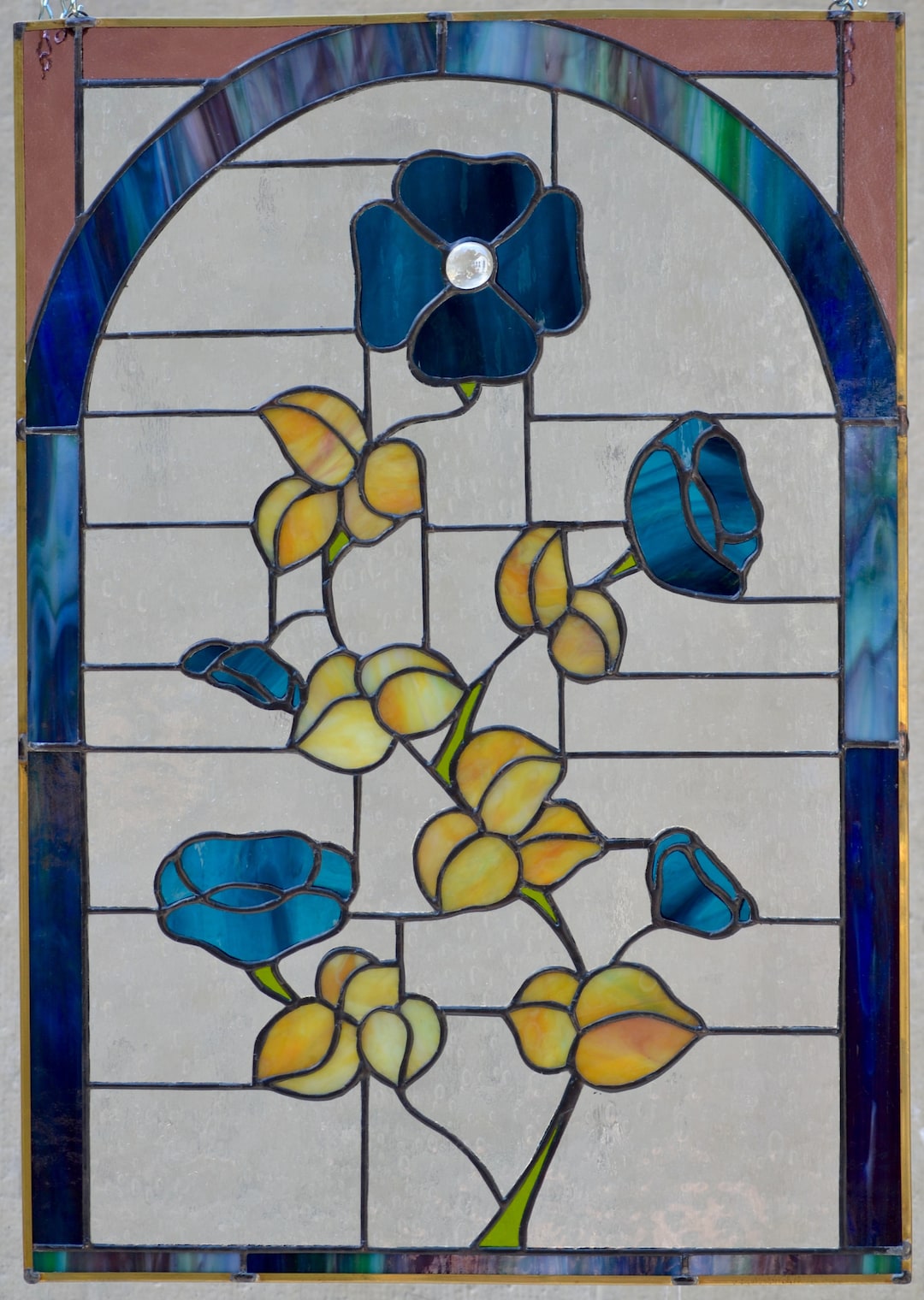 Custom Stained Glass Panel With Arched Detail - Etsy