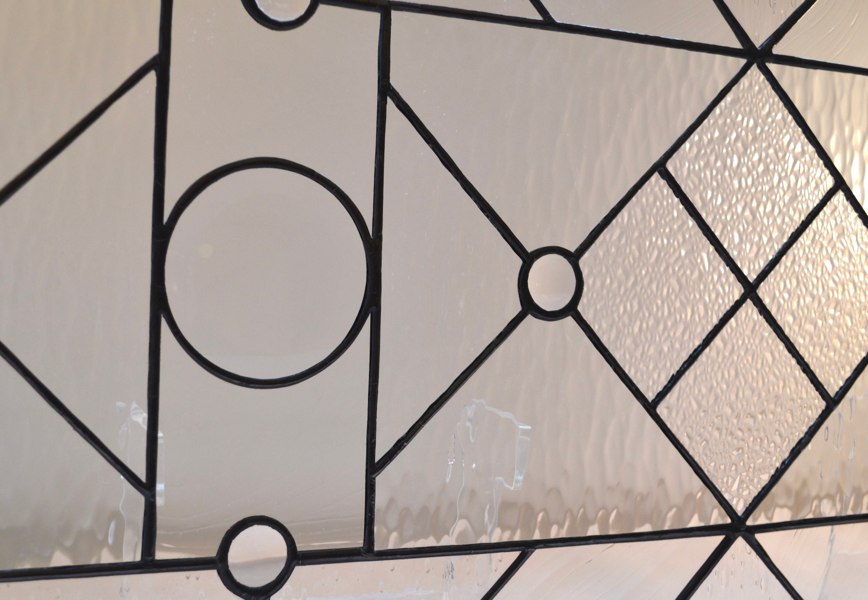 22-06 Custom Stained Glass Transom Window in Clear Textures and Beveled ...