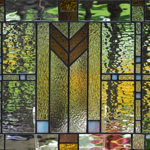 23-04 Frank Lloyd Wright Prairie Style Stained Glass Window. 1 3/8 ...