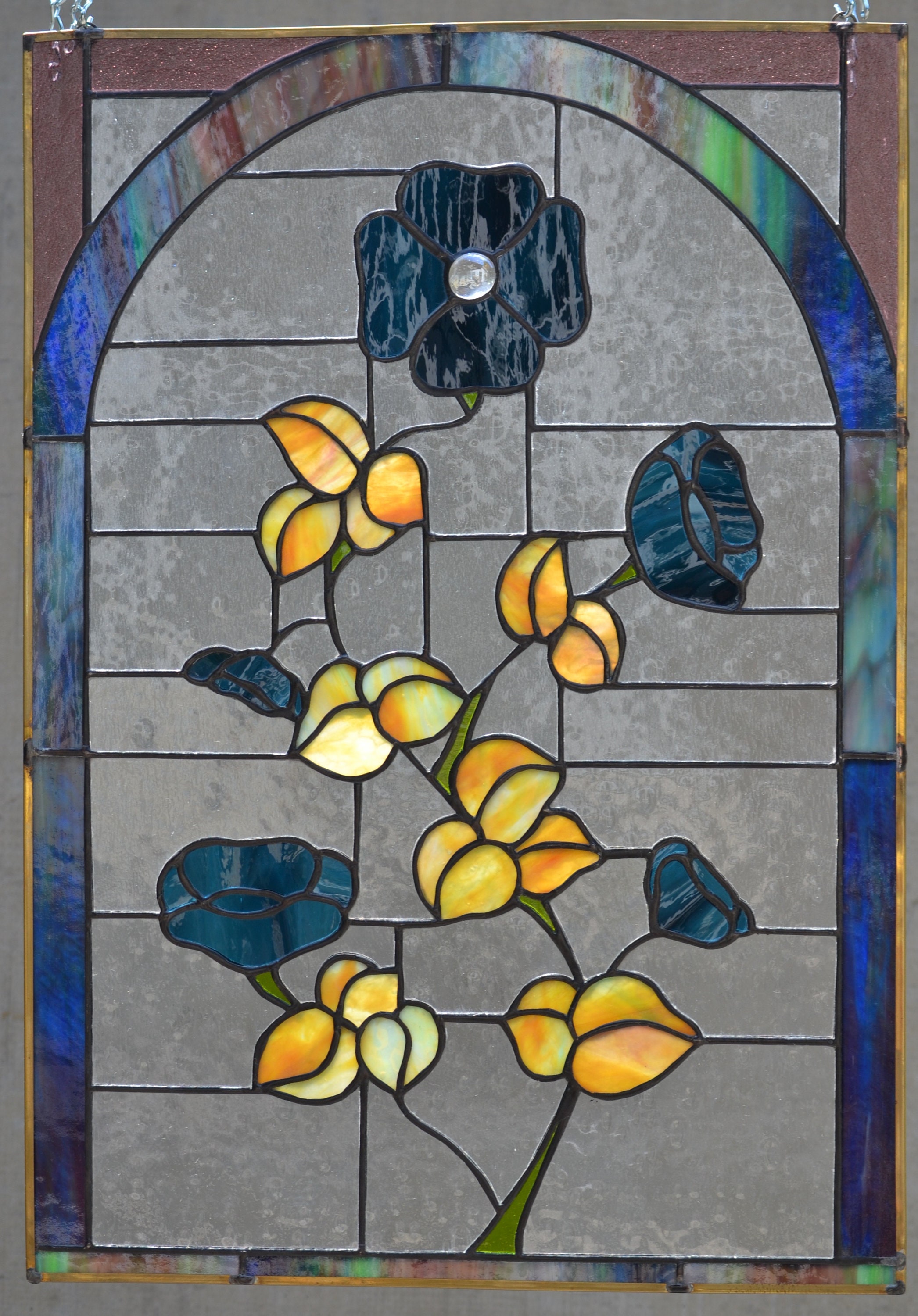 Custom Stained Glass Panel With Arched Detail - Etsy