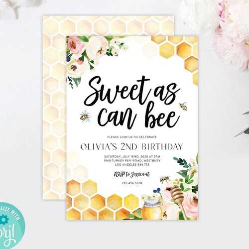 Sweet as Can Bee Birthday Little Honey Any Age Party | Etsy
