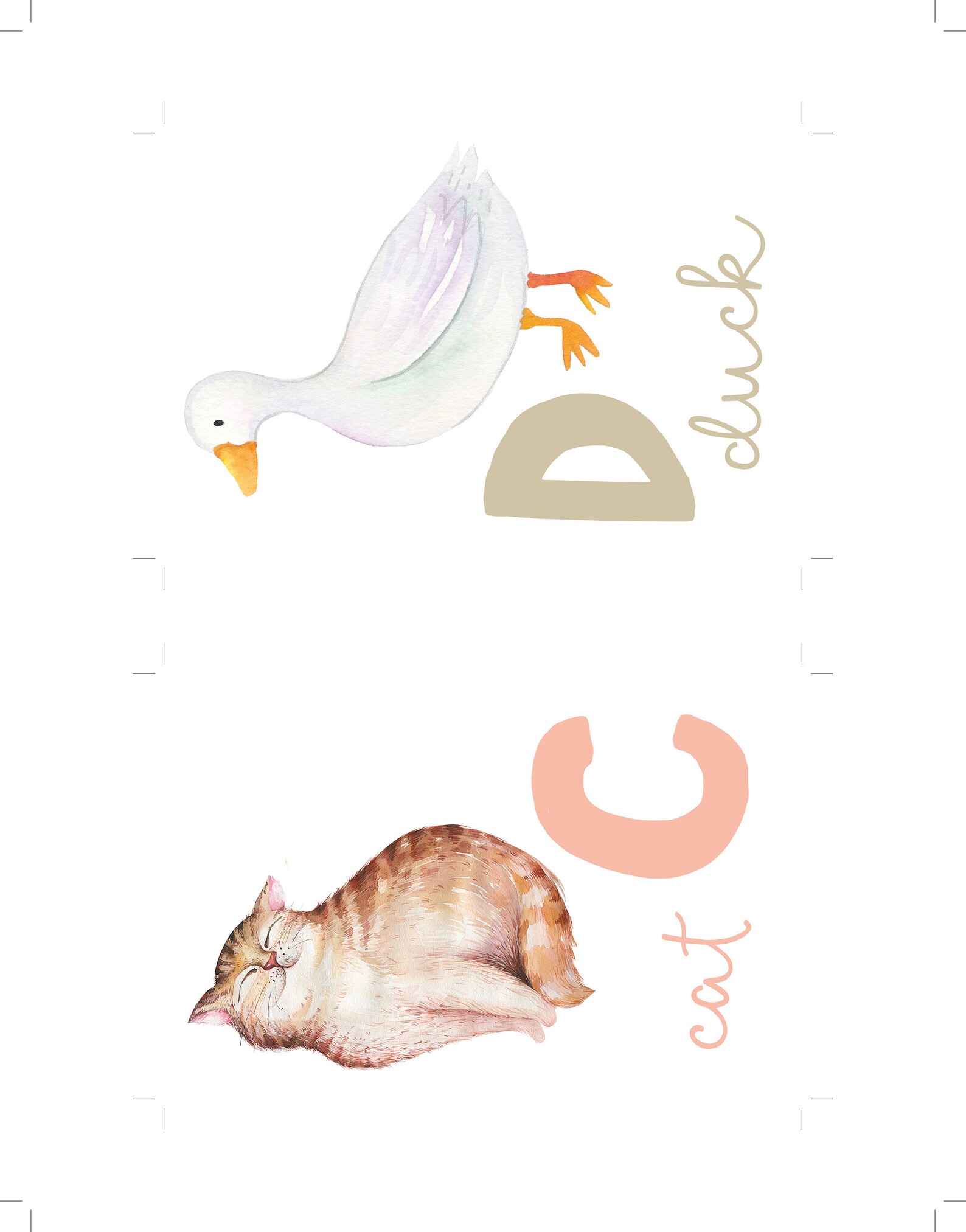 Animal Alphabet Card Set Alphabet Flash Cards Abc Nursery Wall - Etsy