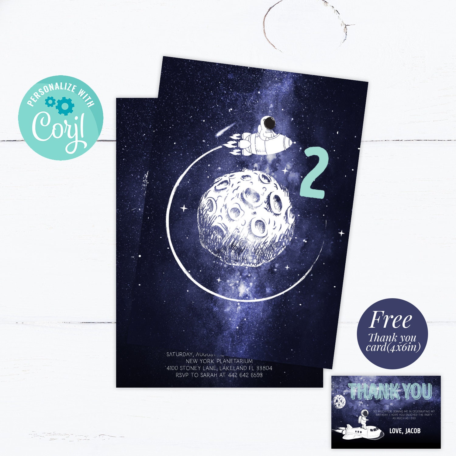 Editable Two the Moon Birthday Invitation Space Astronaut - Etsy Hong Kong