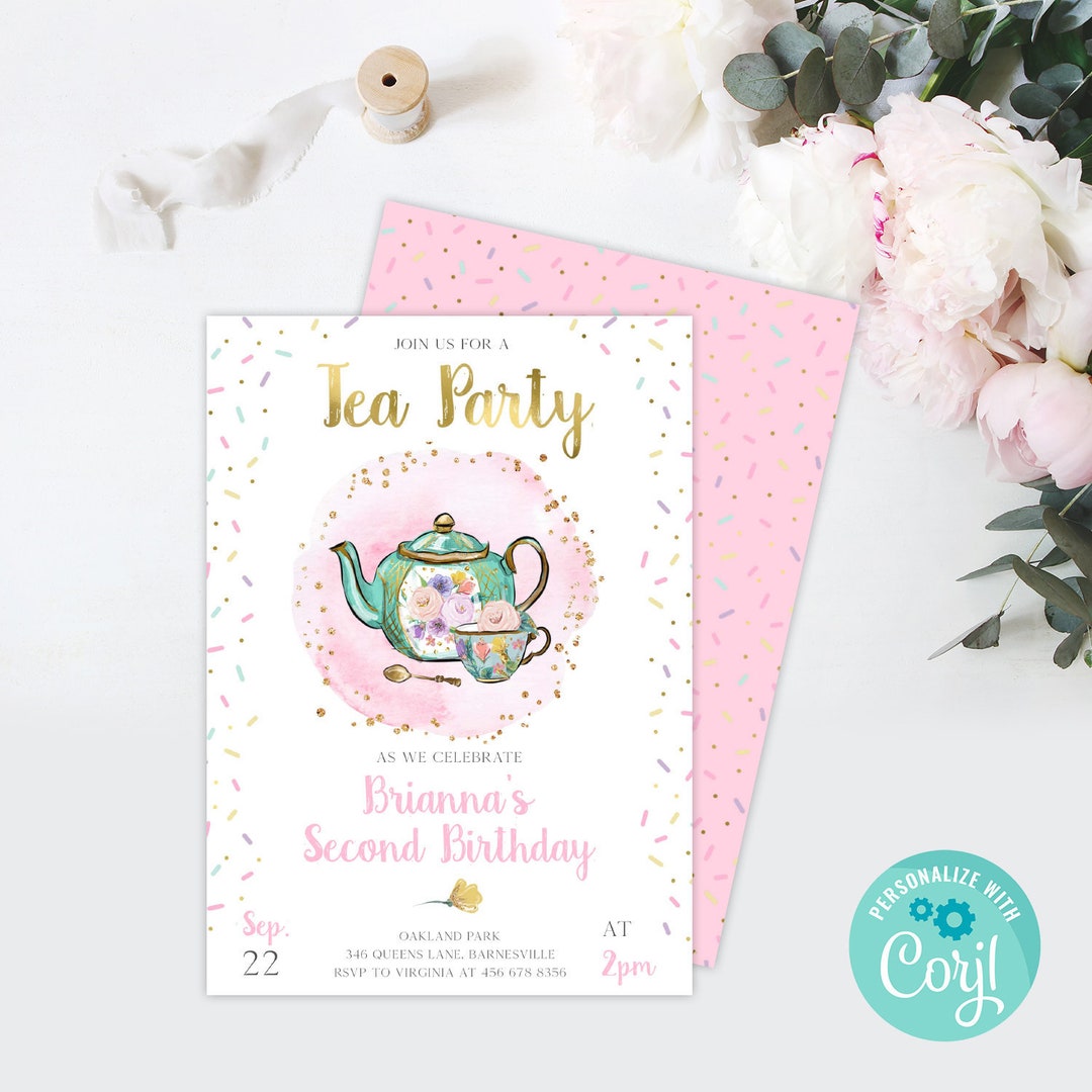 Tea Party Invitation Tea Birthday Party Invitation First Birthday ...