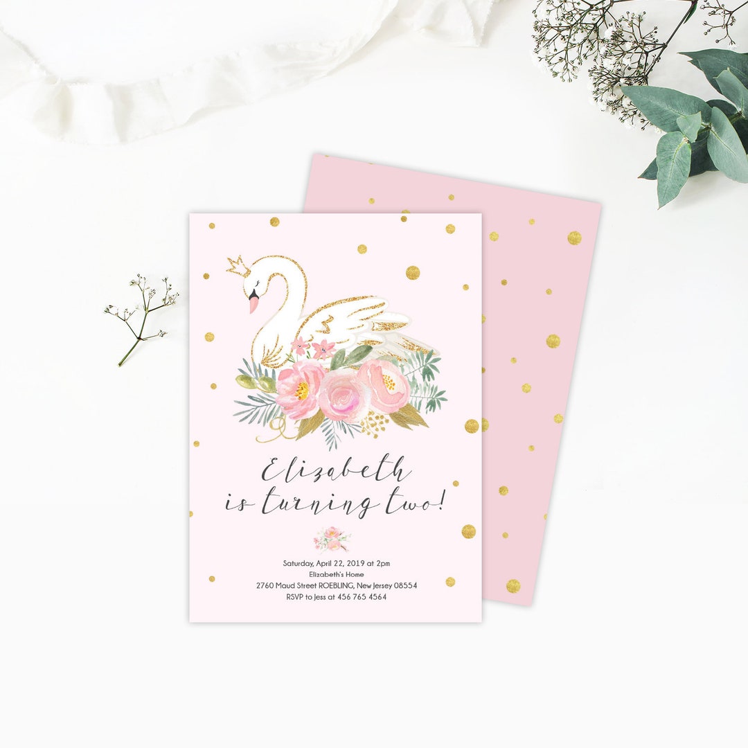 Swan Birthday Invitation Swan Invitation Swan Princess - Etsy Canada