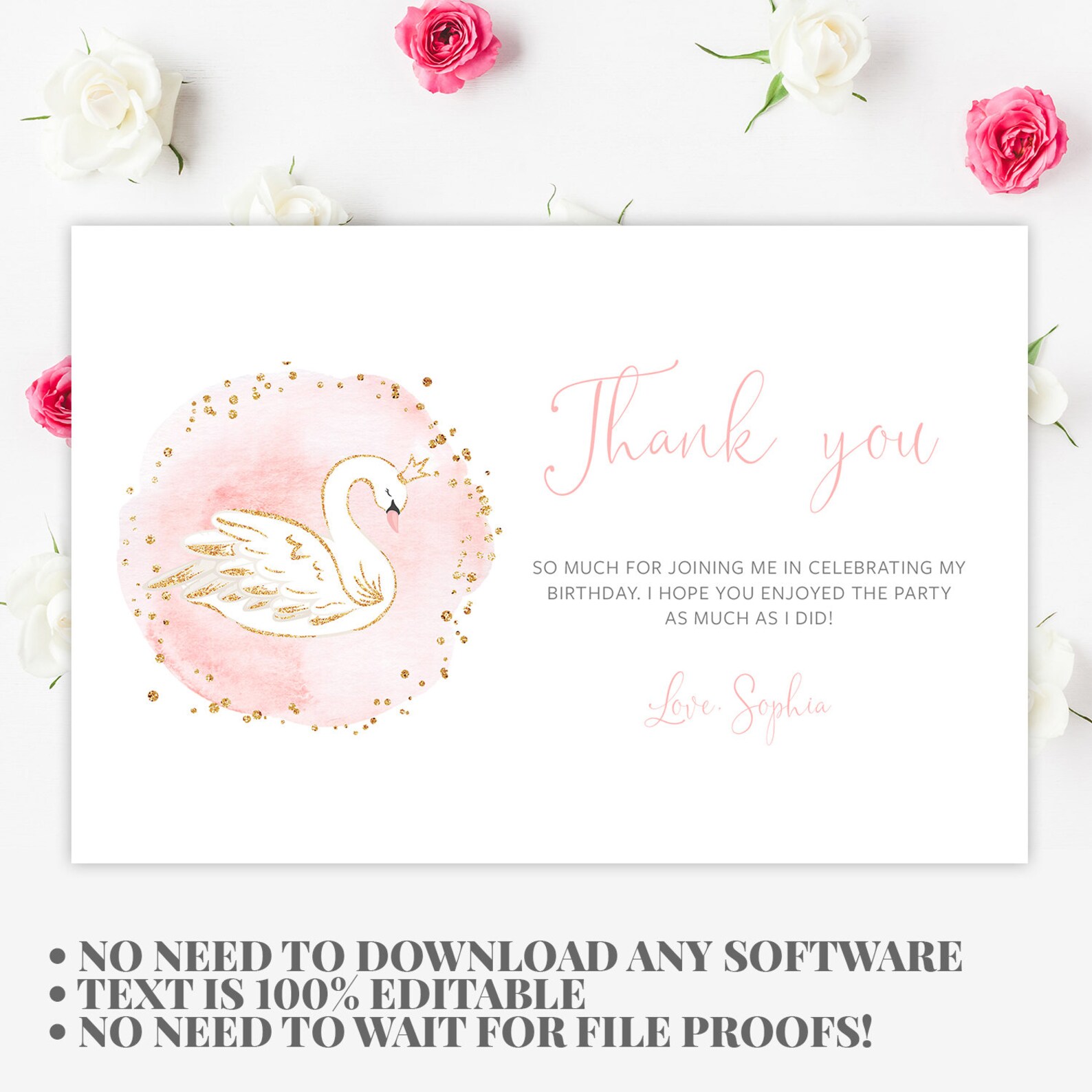 Swan Birthday Invitation Swan Invitation Swan Princess | Etsy