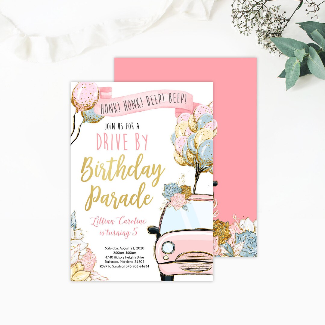 Editable Drive by Birthday Parade Invitation Drive Through Birthday ...