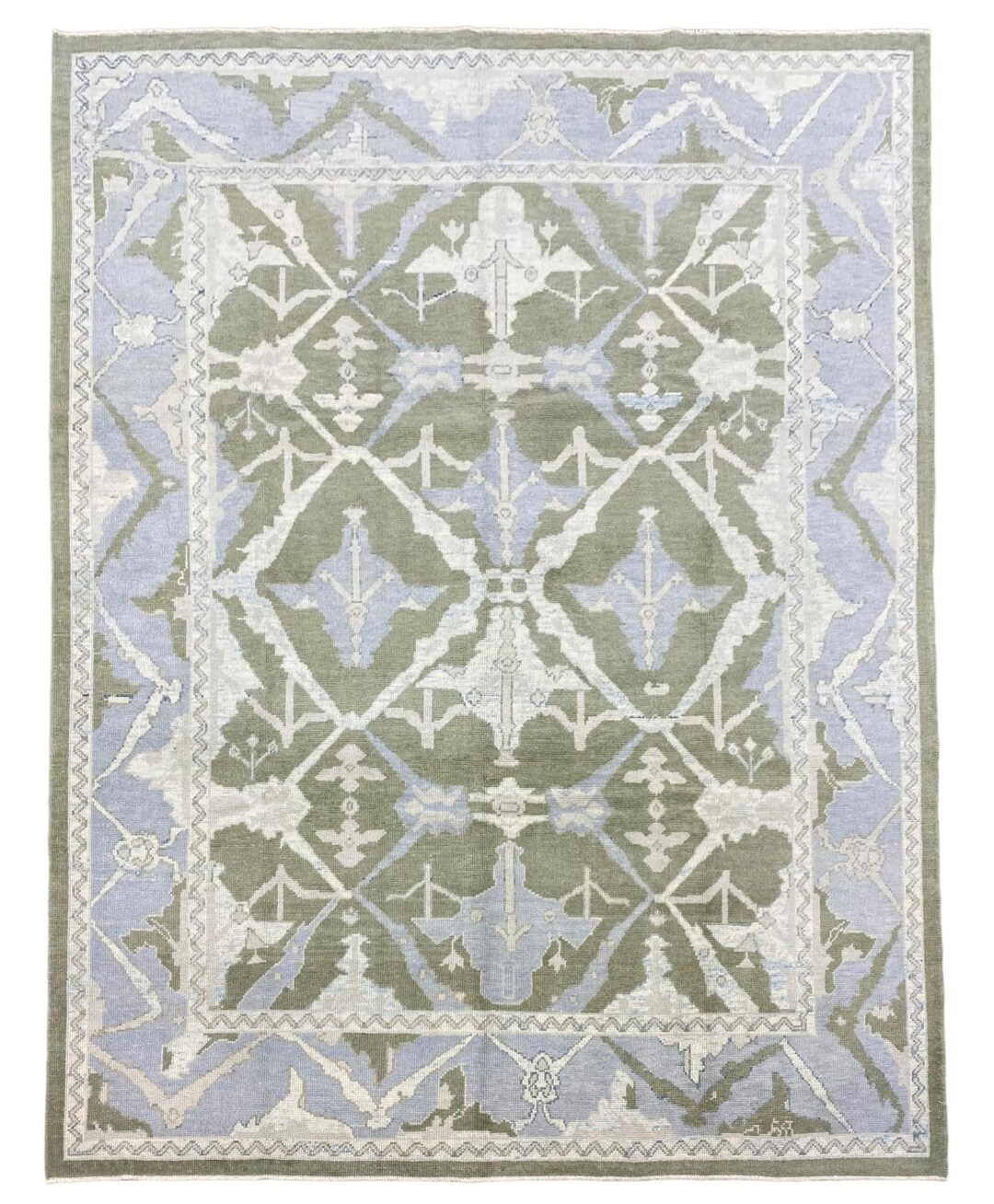 8x11 Ft New Turkish Oushak Rug, Gray, Green, Soft Blue and White ...