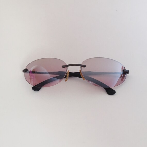 FLASH Vintage Oval Rimless Sunglasses Mirrored Pink L… - Gem