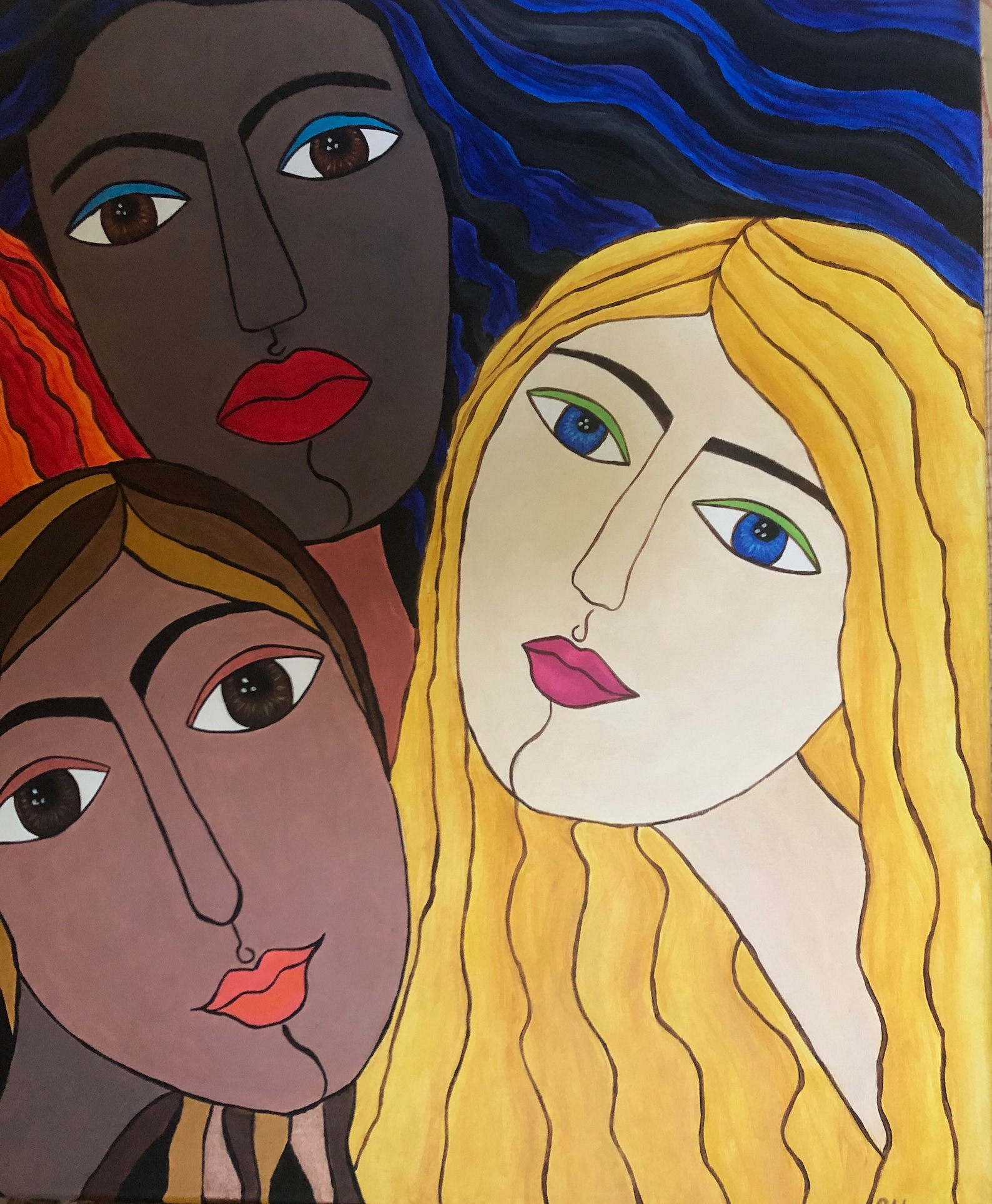 Original Acrylic Painting on Canvas 36x24” Cubism Art, Cubist Art ...