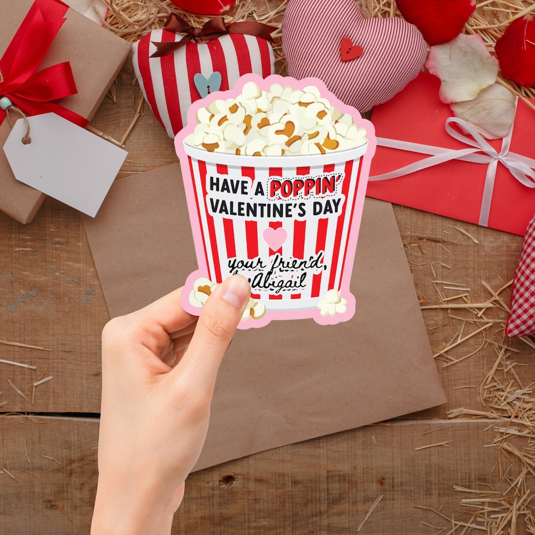 Valentine Popcorn Stickers for Kids School Exchange, Poppin' Valentine ...