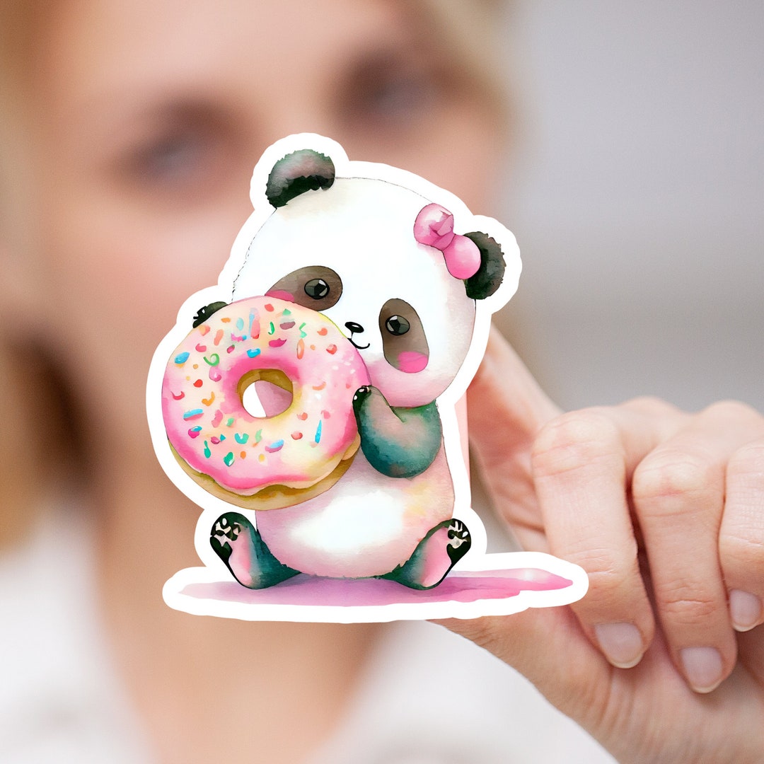 Panda Donut Kawaii Panda Vinyl Sticker Kawaii Donut Panda - Etsy