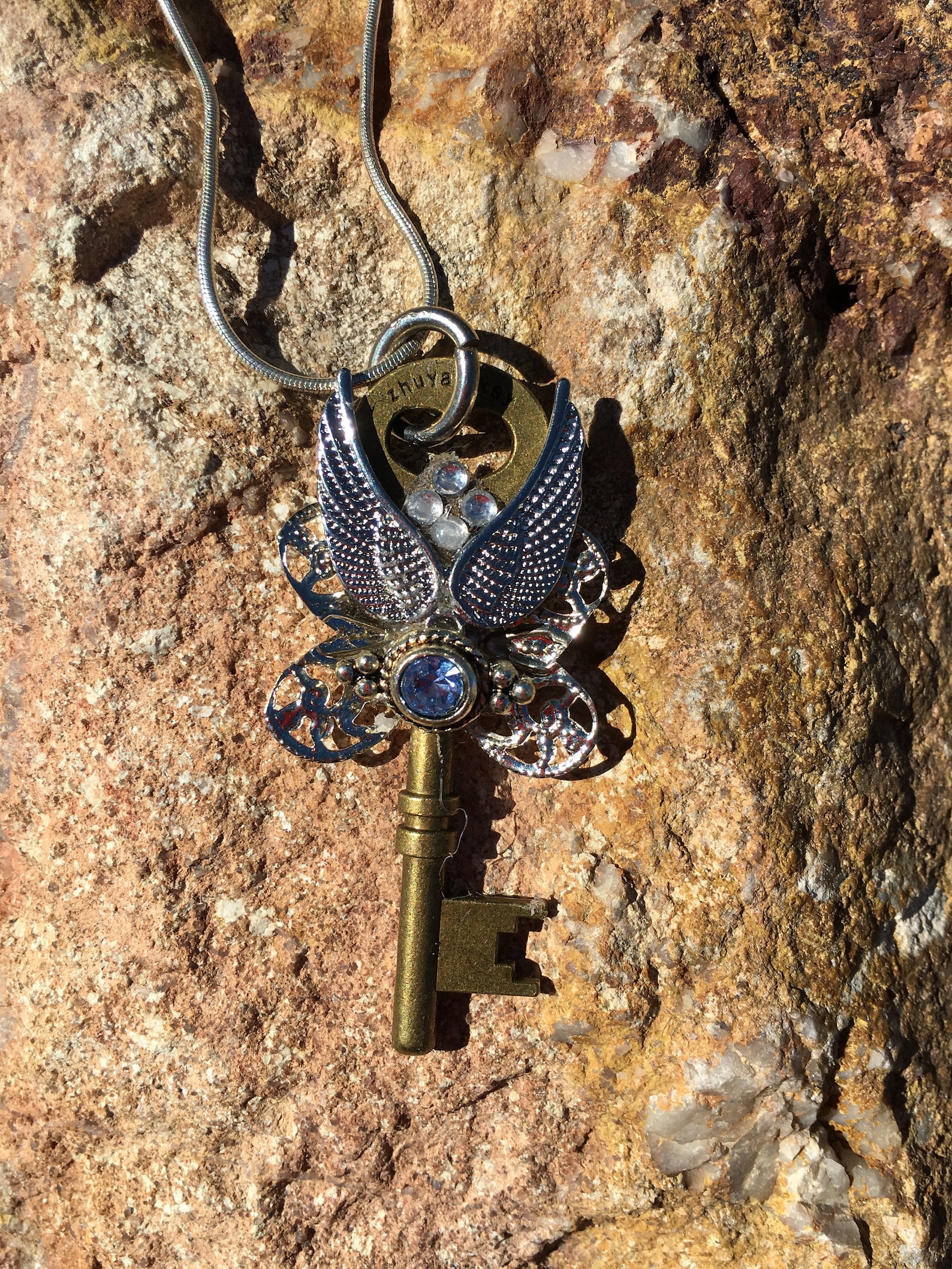 Wing Key With Blue Rhinestone - Etsy