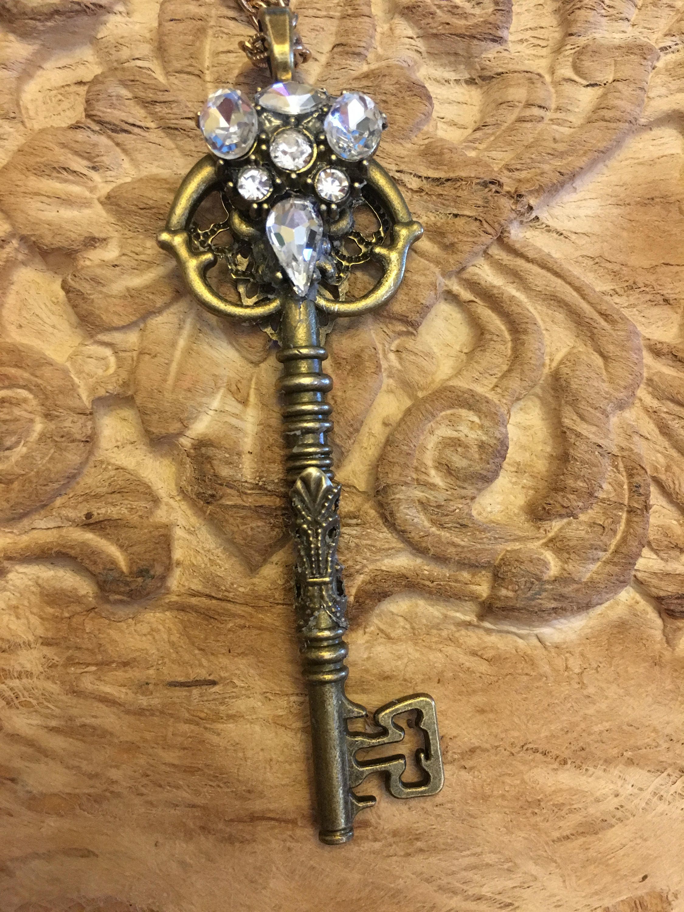 Golden Key With Rhinestones - Etsy