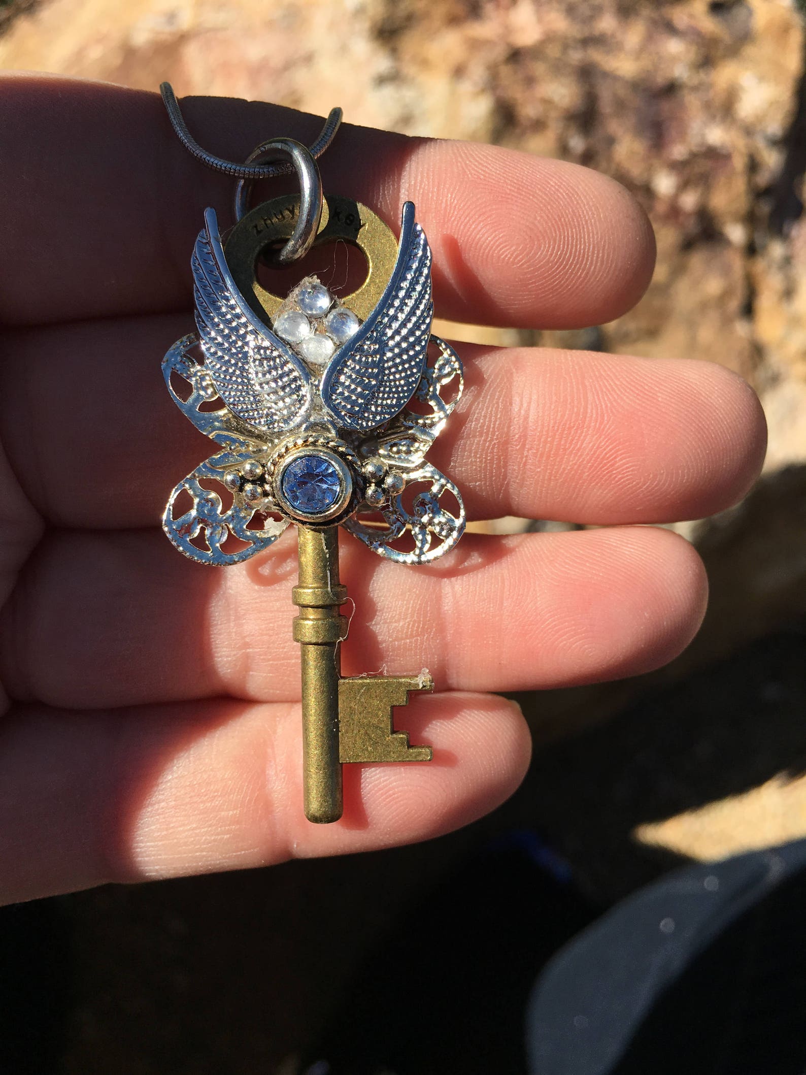 Wing Key With Blue Rhinestone - Etsy