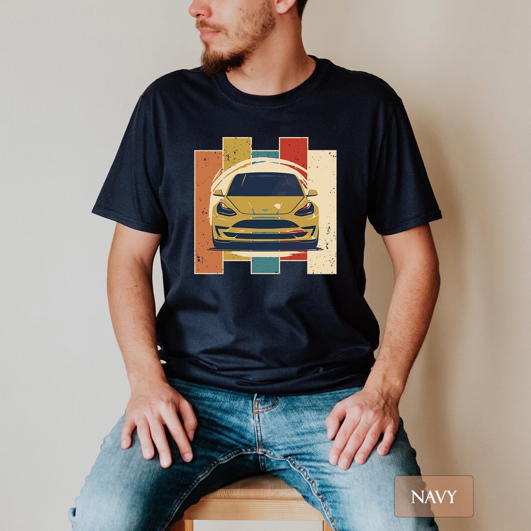Tesla T-shirt, Retro Colors Tesla Car, Tesla Unisex Shirt, Elon Musk ...