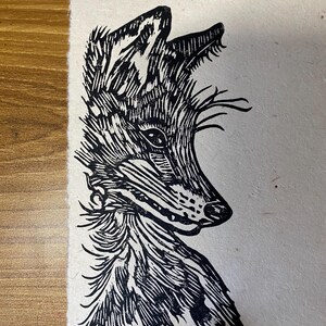 Red Fox Lino Cut Print Wildlife Mammals - Etsy