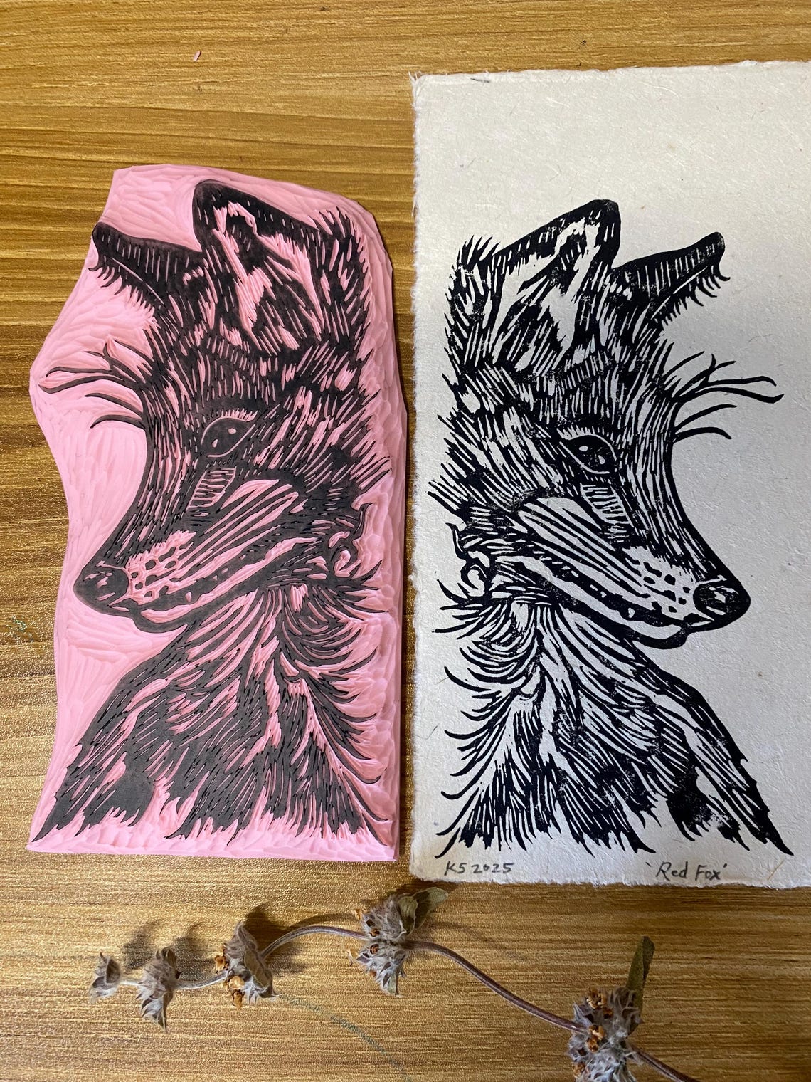 Red Fox Lino Cut Print Wildlife Mammals - Etsy