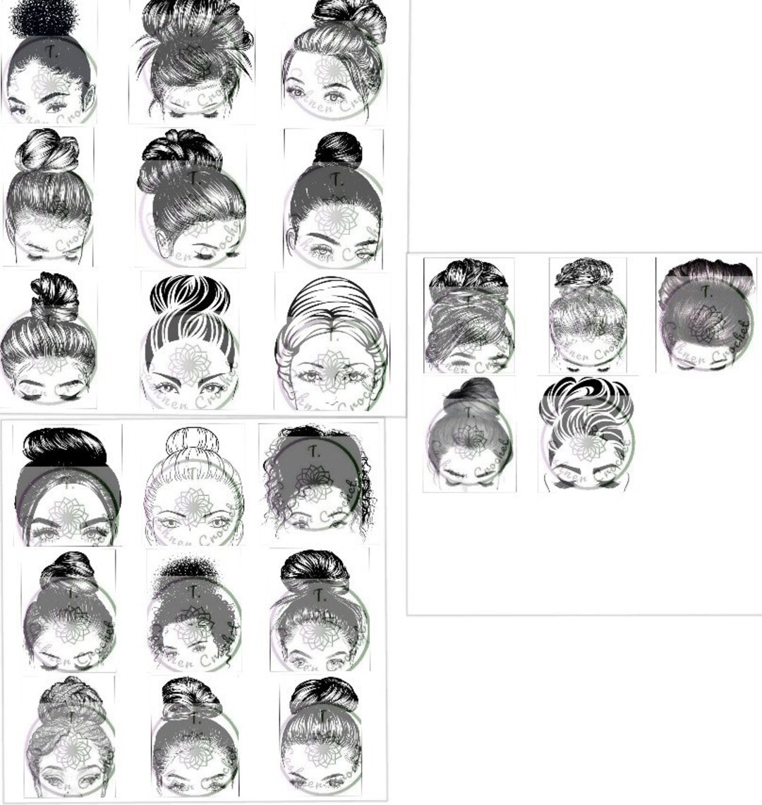 Set of 23 -printable Messy Bun Display for Earwarmer, Headband, Earmuff ...