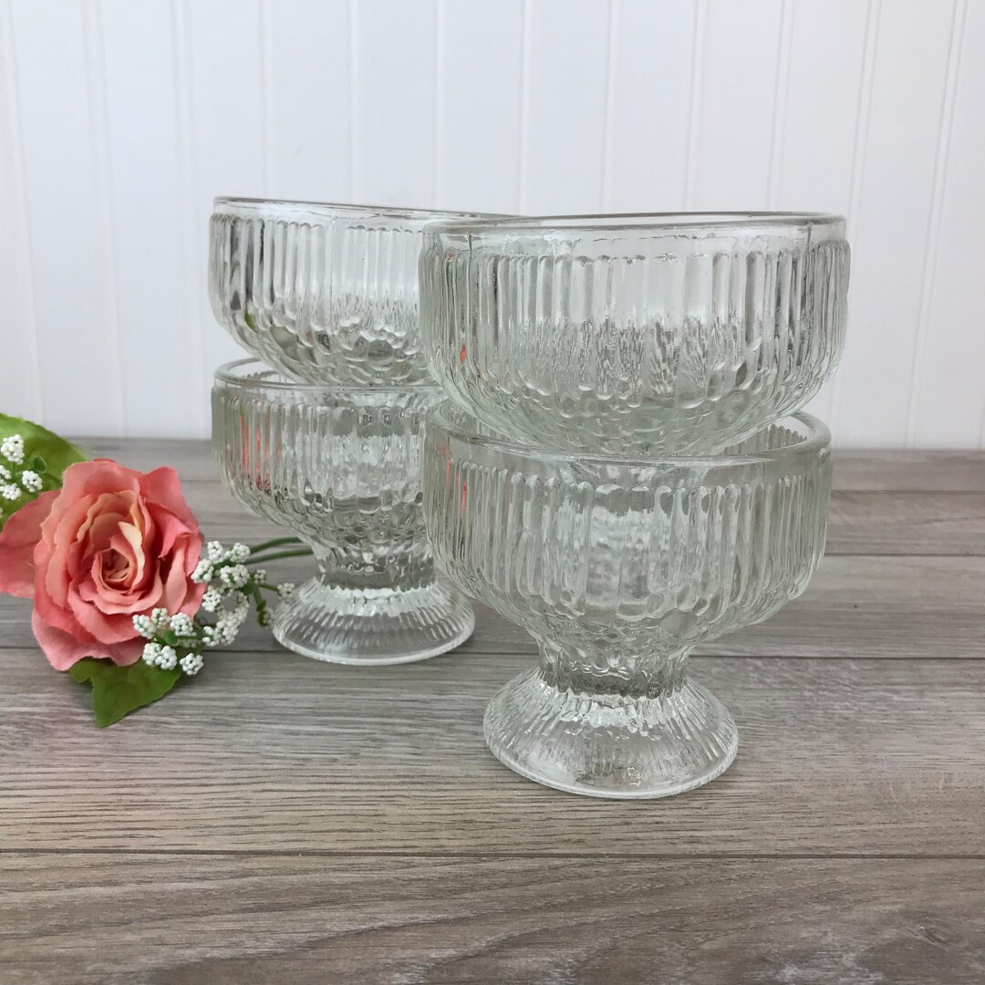 Vintage 70s Littala Textured Glass Footed Dessert Cups, Set of 4 ...