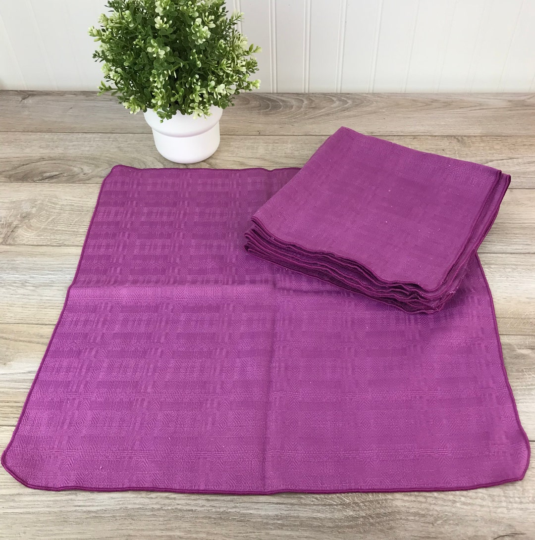 Vintage Purple Reusable Fabric Napkins, Set of 6 Textured Microfiber ...