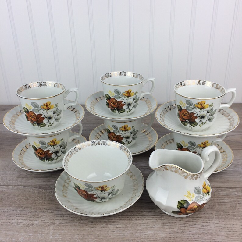 English Ironstone Tea Set 6 Tea Cups Saucers Sugar Bowl & - Etsy Canada