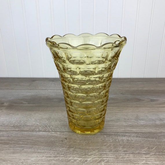 Vintage Golden Yellow Glass Vase Bricks / Blocks Pattern - Etsy