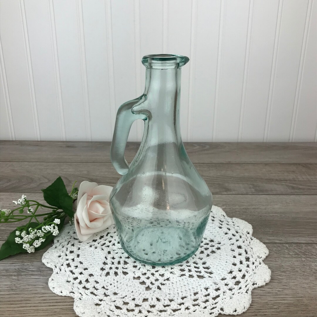Vintage Italian VE Aqua Glass Cruet / Jar / Vase, Aqua Green Glass ...