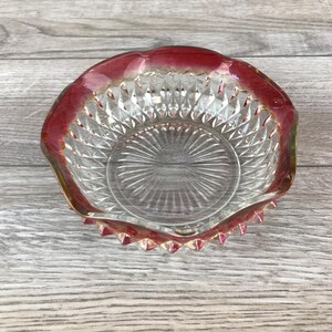Vintage Small Candy Dish by Indiana Glass, Ruby Flash Diamond Point Cut ...
