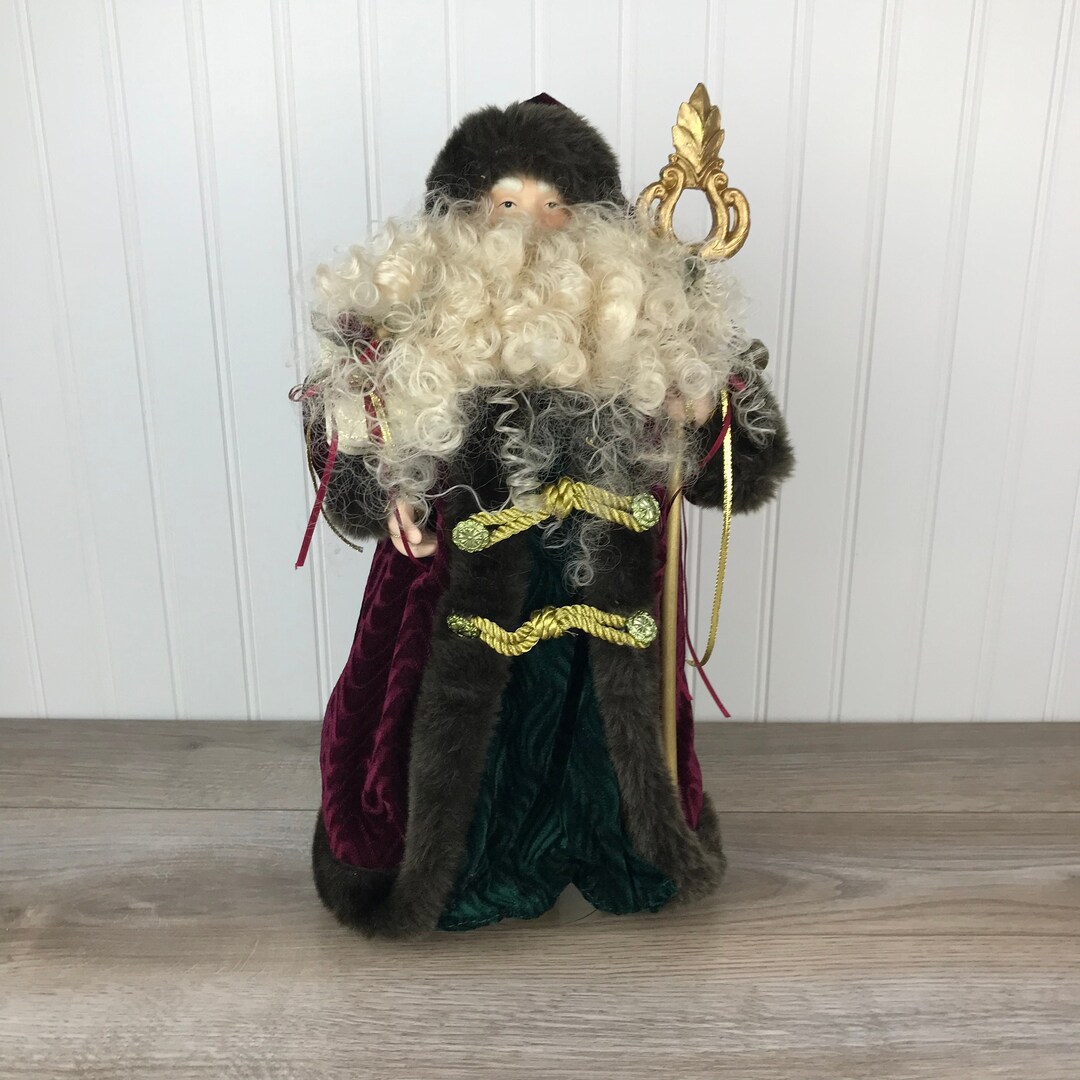 Vintage Old Saint Nick Christmas Tree Topper, 16" Tree Top Santa Claus ...