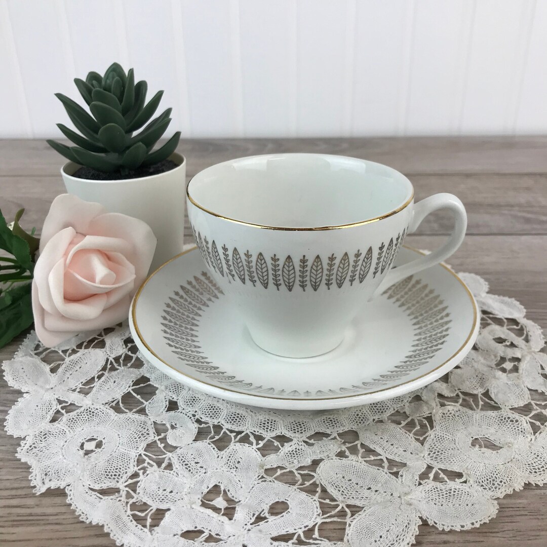 Vintage Staffordshire Royal Knight Tea Cup & Saucer Set, White ...