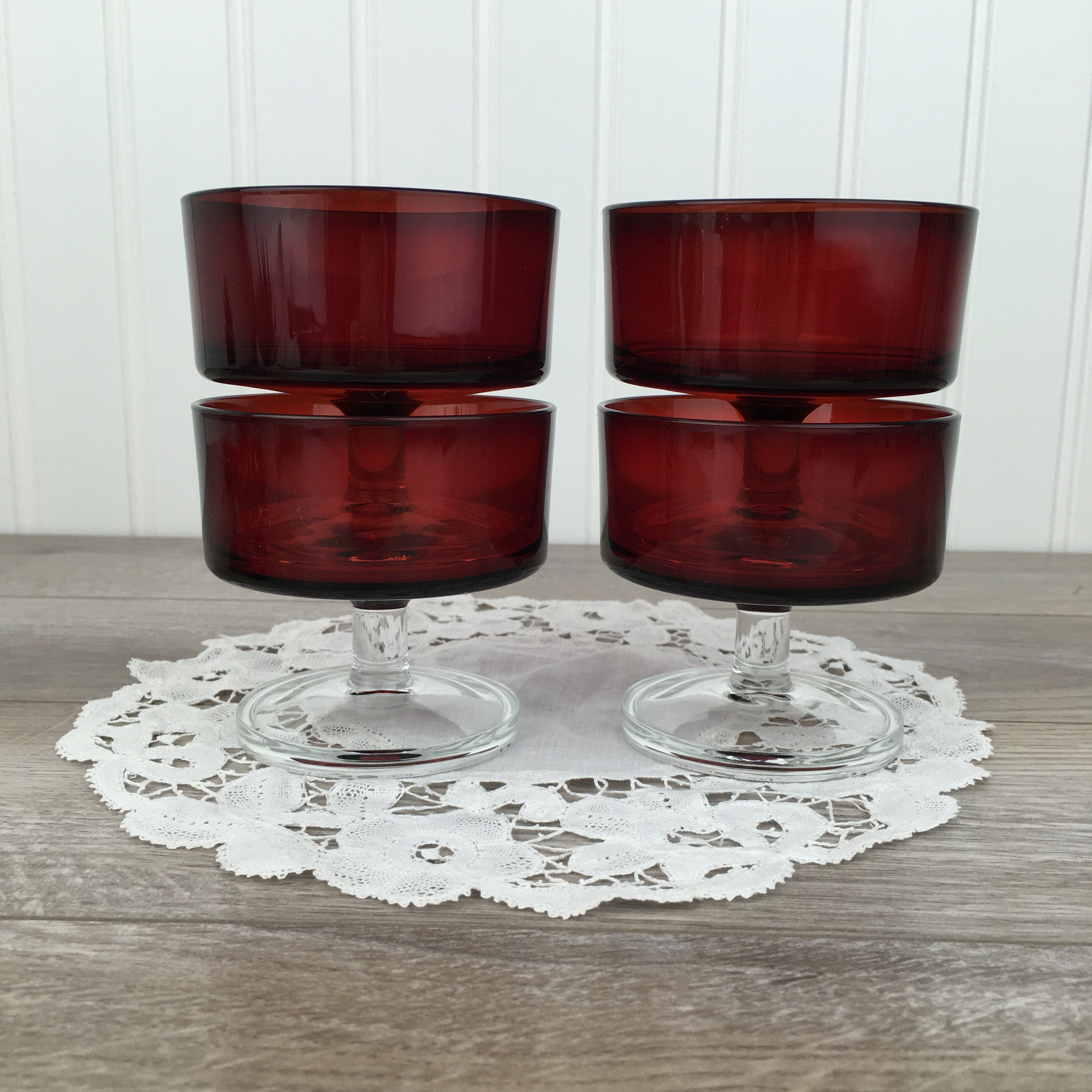 Vintage Ruby Red Luminarc 4 Oz Dessert Cups Set of 4 Sorbet | Etsy