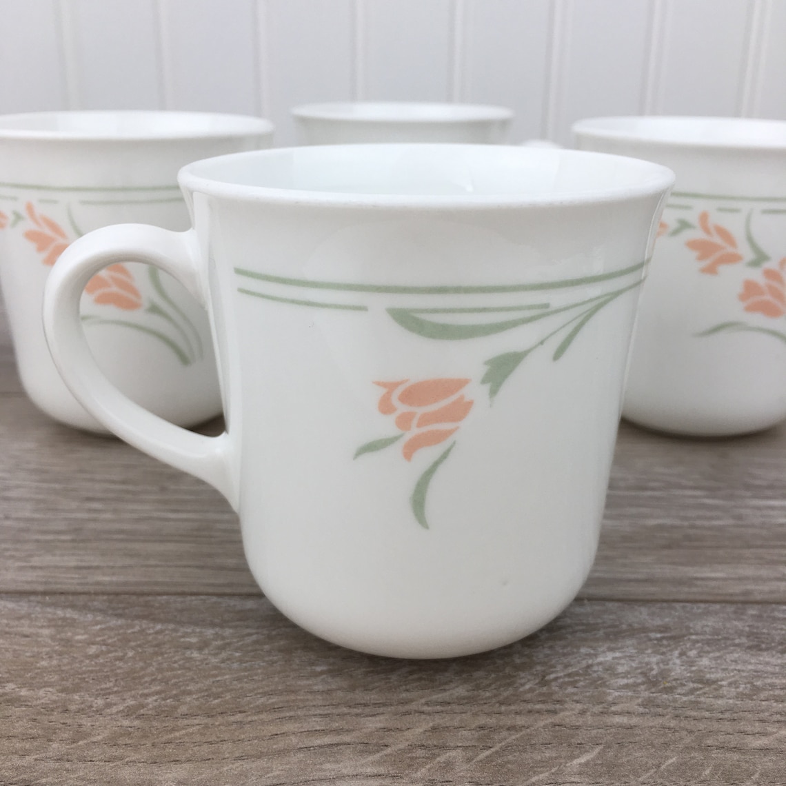 Set of 4 Vintage Corelle by Corning Mugs Peach Garland Tea | Etsy