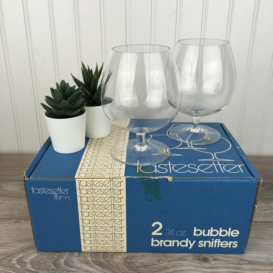 Vintage Brandy & Cognac Snifters, Set of 2 in Box, 24 Oz, Bubble Stem ...