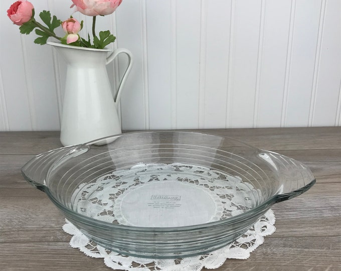 Vintage Libbey Glass Pie Plate, 10 Inch Pie Plate With Handles, Ribbed ...
