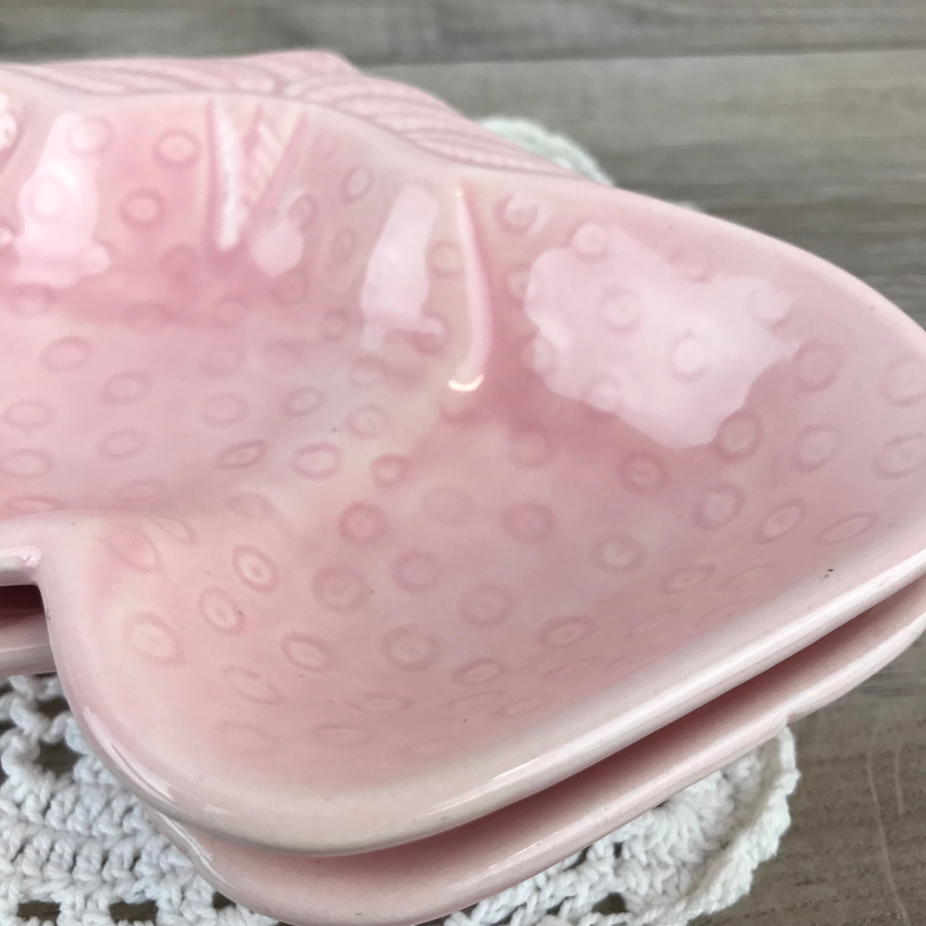 Set of 2 Vintage Belmar Pottery Strawberry Serving Dishes, Pink Ceramic ...